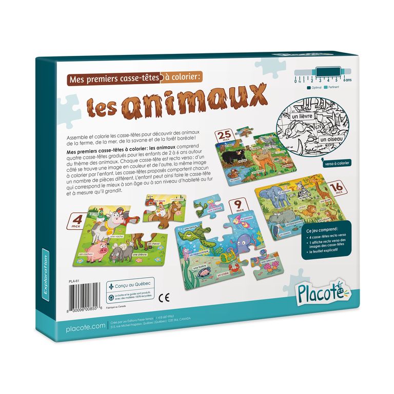 Mes premiers casse-têtes à colorier : les animaux - BOUTCHOU